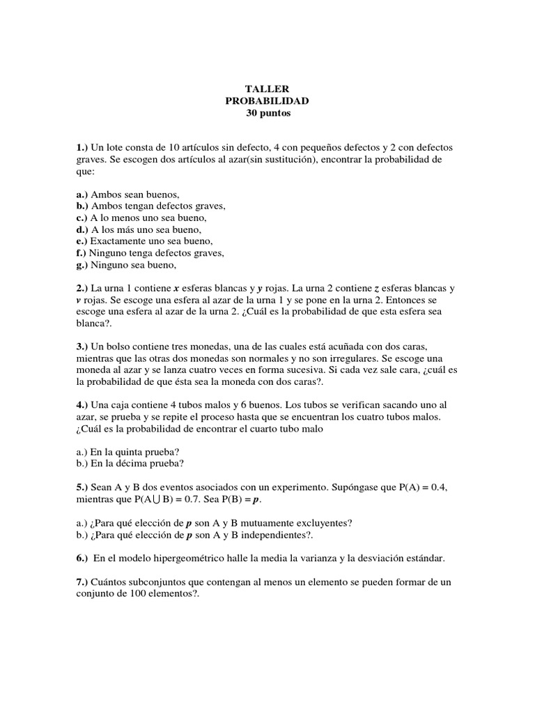 Treita Puntos de Probabilidad - Modelos PDF | PDF | Probabilidad ...