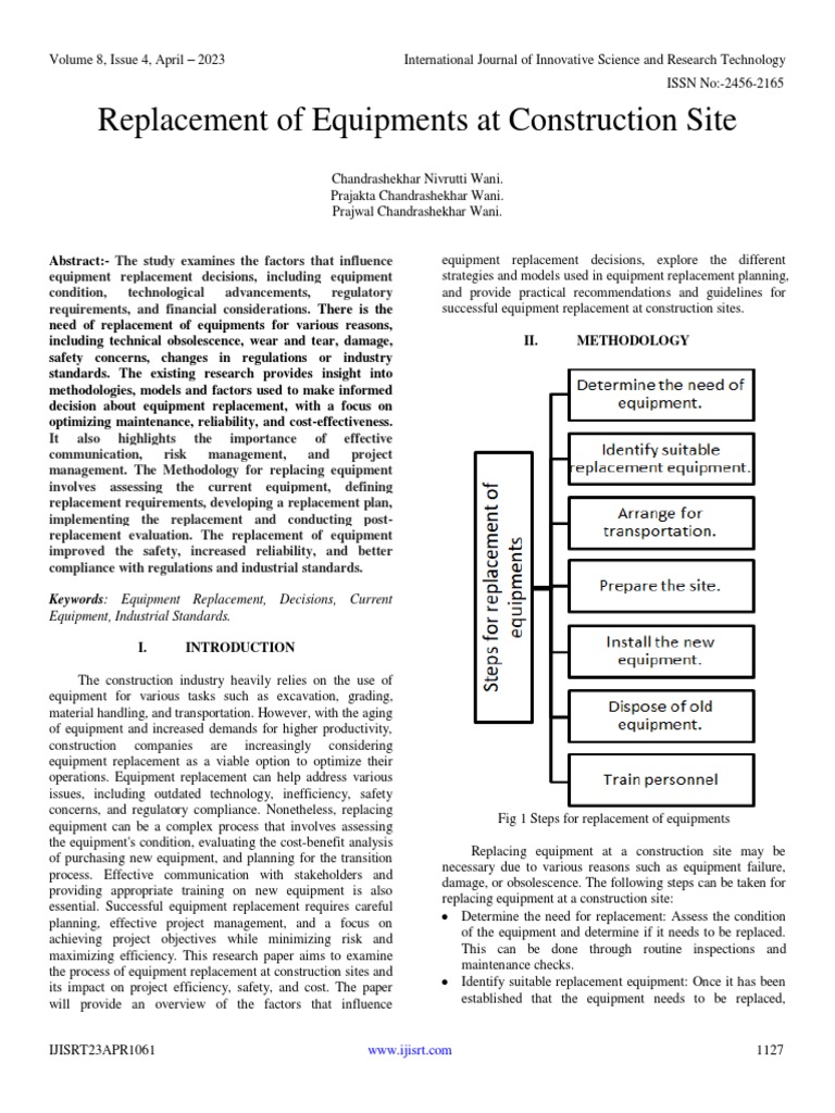 Replacement of Equipments at Construction Site | PDF | Reliability ...