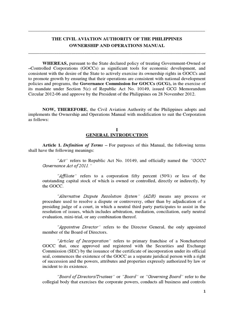 GOCC Ownership - and - Operations - Mannual - Caap | PDF | Finance & Money Management