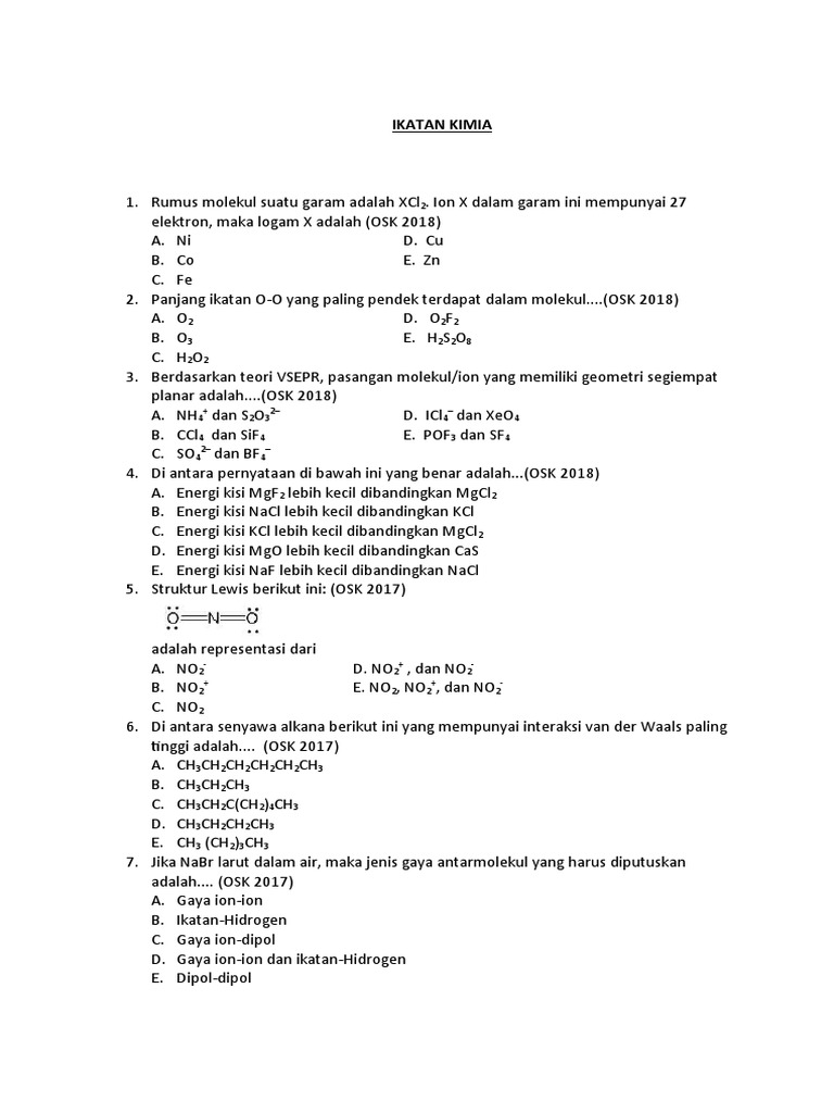 Soal Latihan Ikatan Kimia | PDF