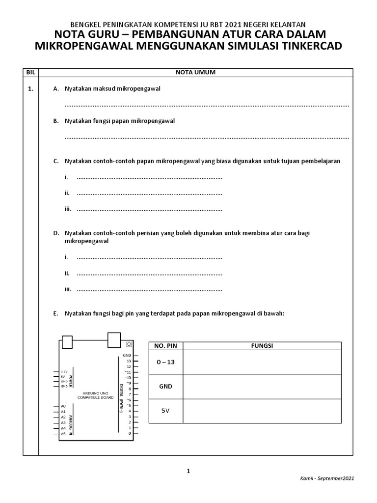 Nota Guru - Tinkercad RBT KSSR | PDF