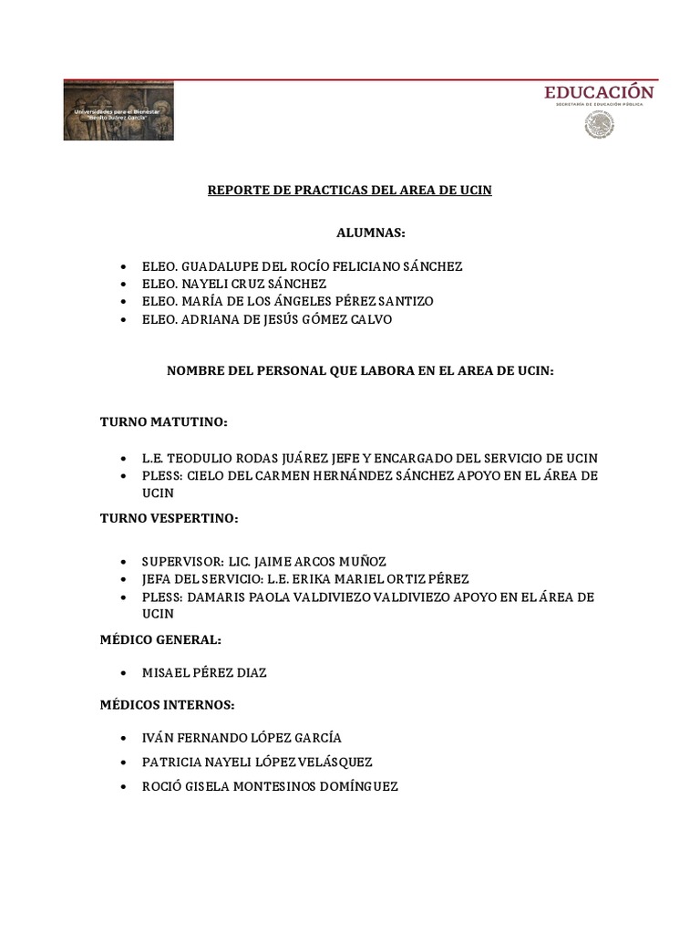 Prácticas y Funciones en UCIN | PDF | Inyección (medicina) | Terapia ...