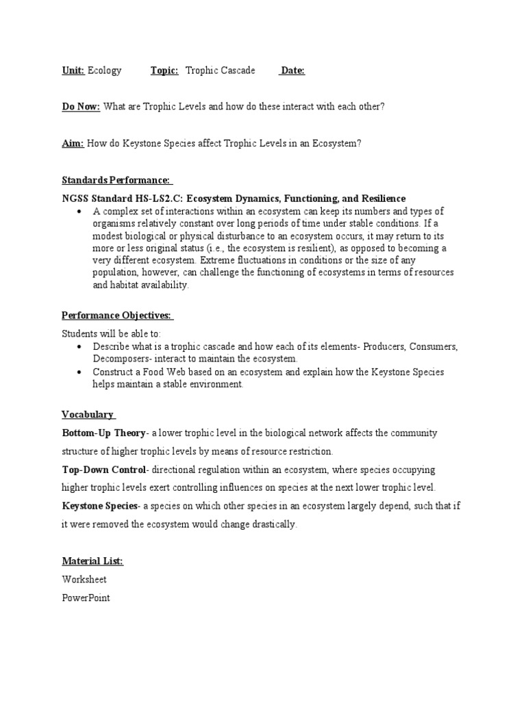 Keystone Species and Trophic Cascades | PDF | Food Web | Ecosystem