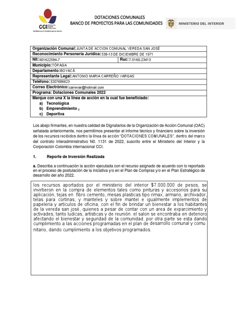 Informe de Inversion | PDF | Información | Colombia