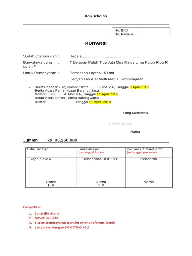 Kwitansi+belanja Modal | PDF