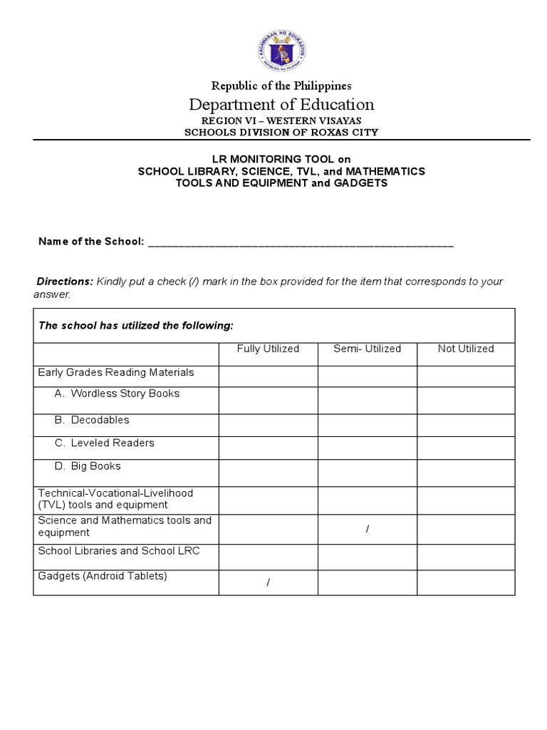 LR Monitoring Tool for Schools | PDF