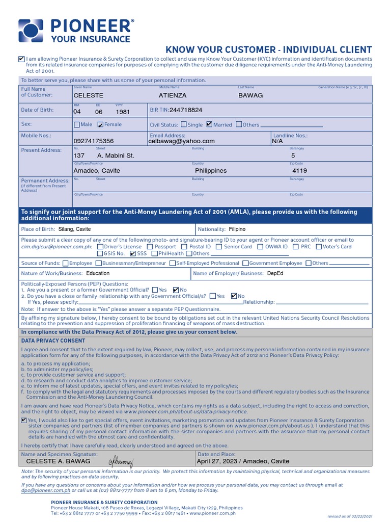 Knowing the Customer: Collecting Personal and Identification ...