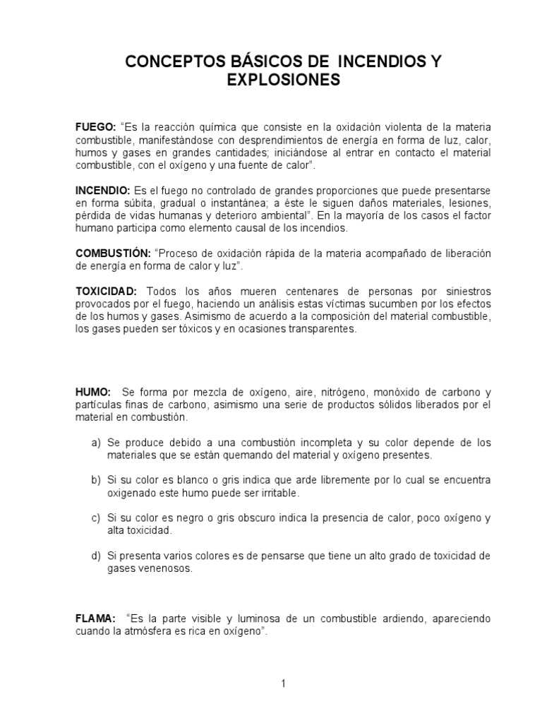 Conceptos Básicos de Incendios y Explosiones (Siniestros17) | PDF ...