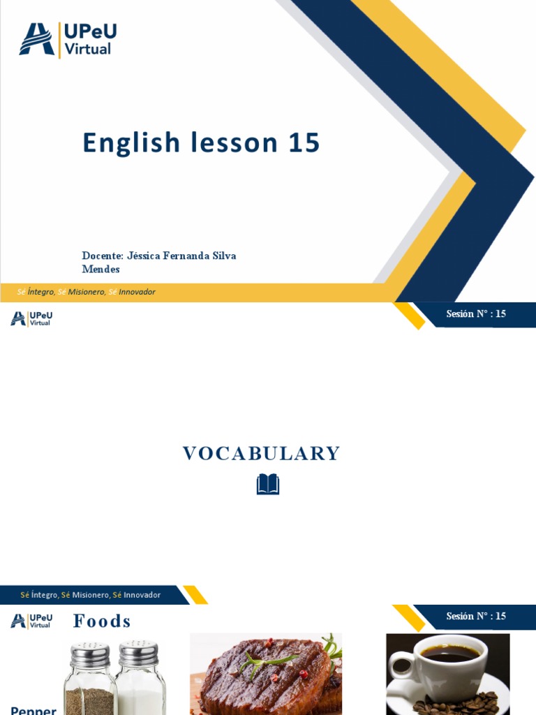 English Lesson 15 | PDF | Alimentos | Comida y bebida