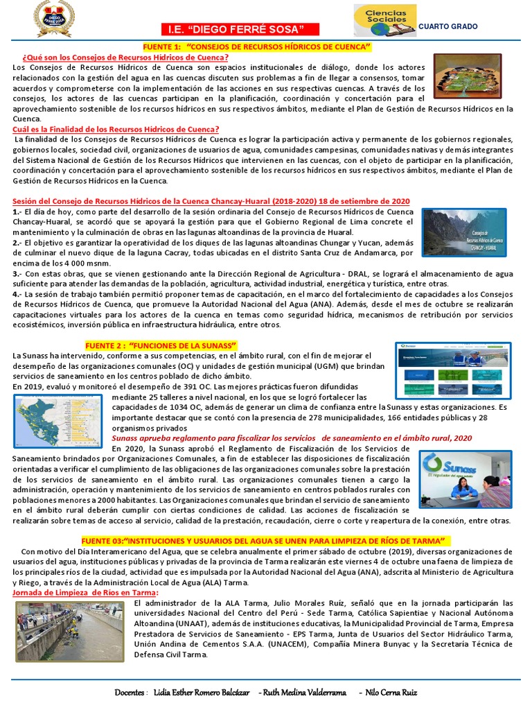 Ficha Informativa - 03-CCSS - Cuarto - Ivb - Lidia Romero | PDF | Sustentabilidad | Agua