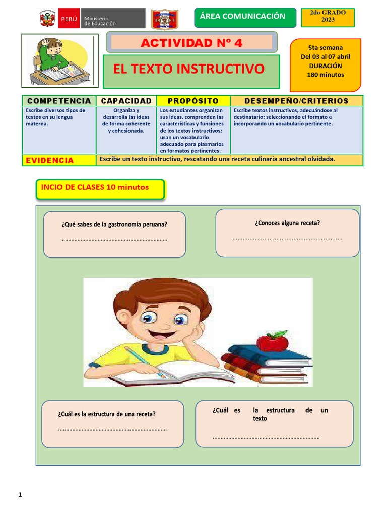 4º Act. El Texto Instructivo | Descargar gratis PDF | Huevo como alimento | Preparación de ...