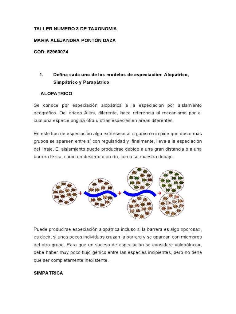 Modelos de Especiación: Alopátrica, Simpátrica y Parapátrica | PDF ...