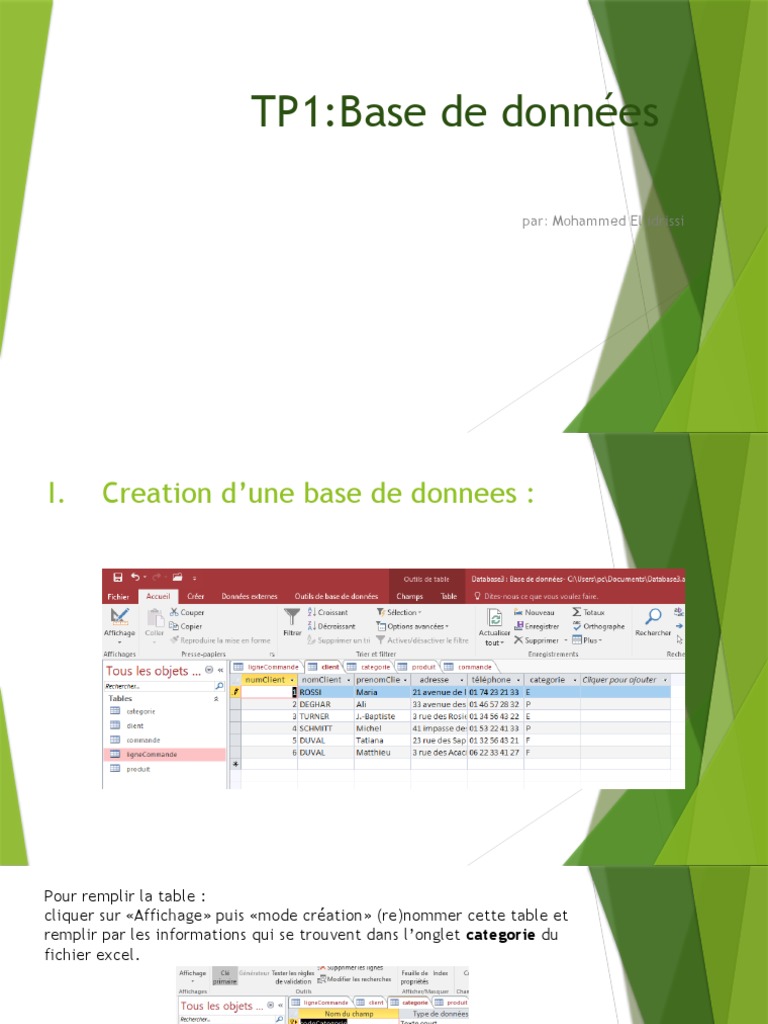TP1:Base de Données: Par: Mohammed El Idrissi | PDF | Ordinateurs