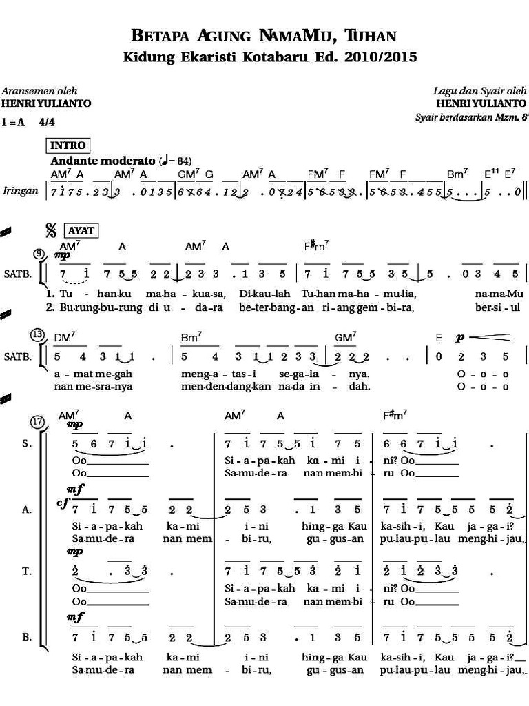 Betapa Agung NamaMu Tuhan PDF | PDF