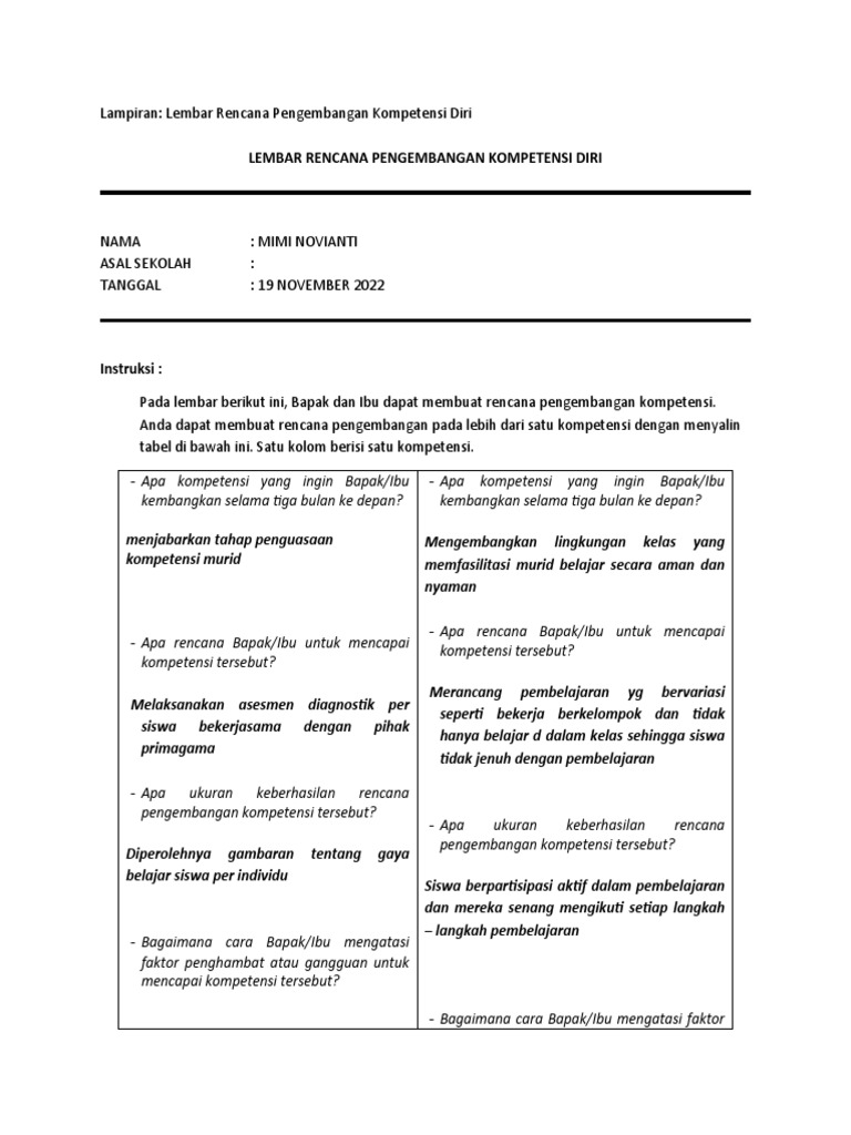 LK 6 Rencana Pengembangan Kompetensi Diri | PDF