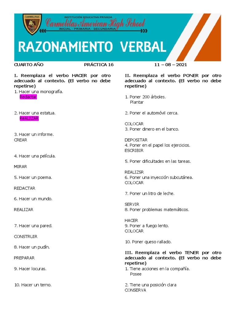 Pract. R.V. 4° Clase 16 | PDF