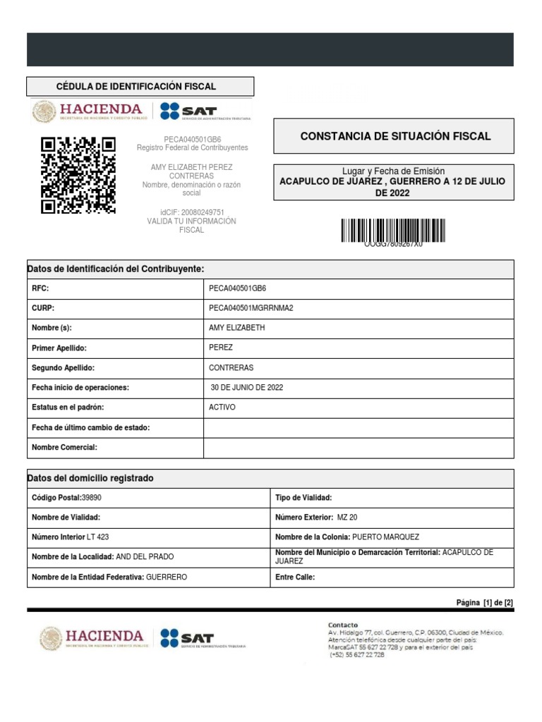 Acuse de Inscripción al RFC 2022 | PDF | Privacidad de la información ...