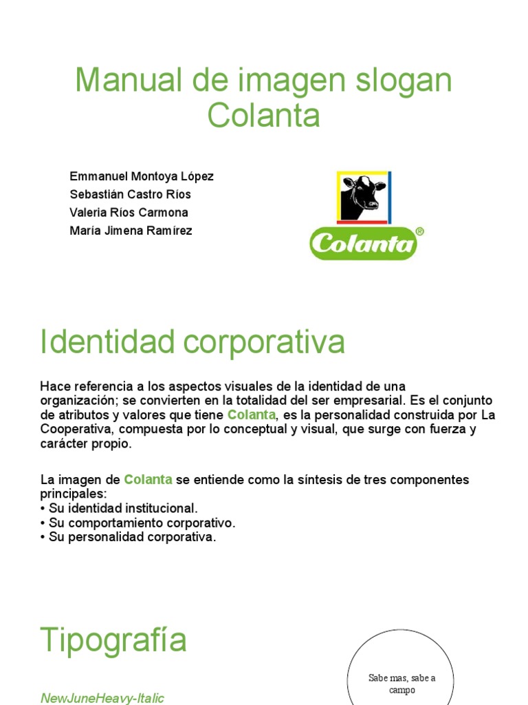 Manual de Imagen Slogan Colanta | PDF | Logos | Marca