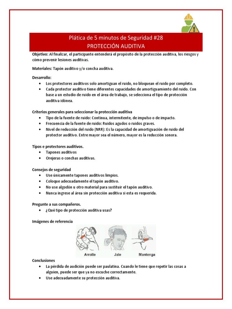 Platica de 5 Minutos 28 PROTECCIÓN AUDITIVA | PDF