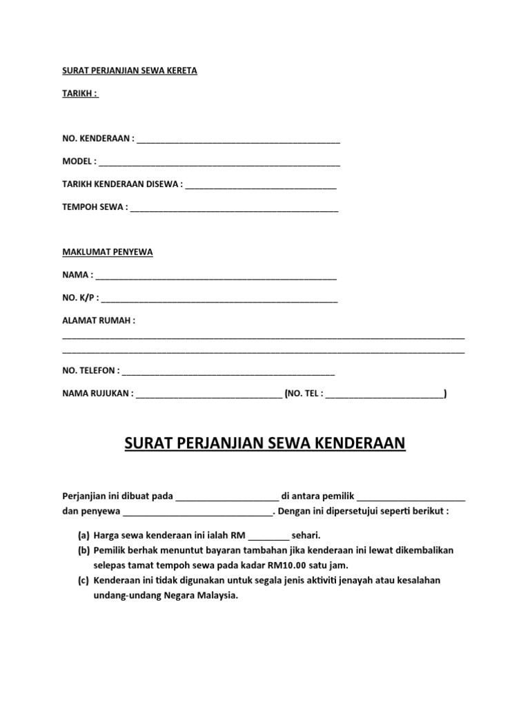 Sewa Kereta | PDF
