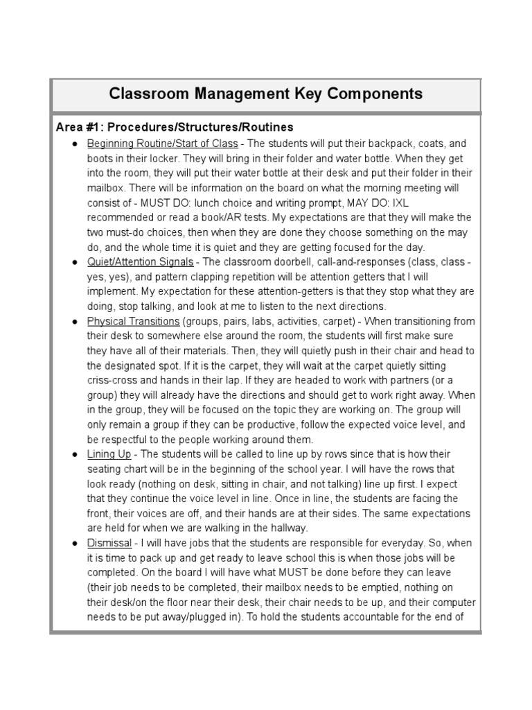 Classroom Management Plan | PDF | Classroom | Classroom Management