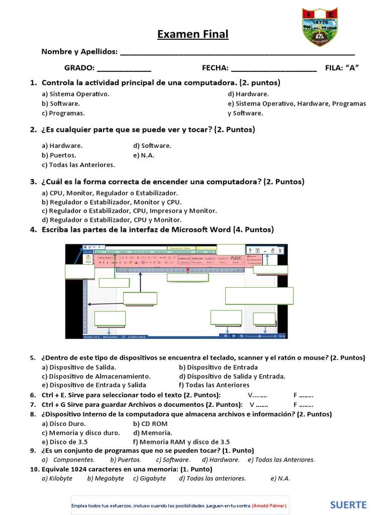 Examen Segundo Trimestre Pdf Hardware De La Computadora Periférico
