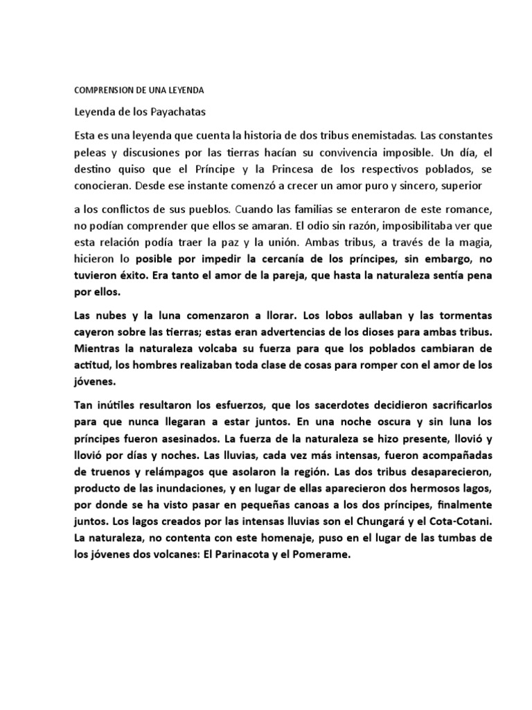 Comprension de Una Leyenda | PDF