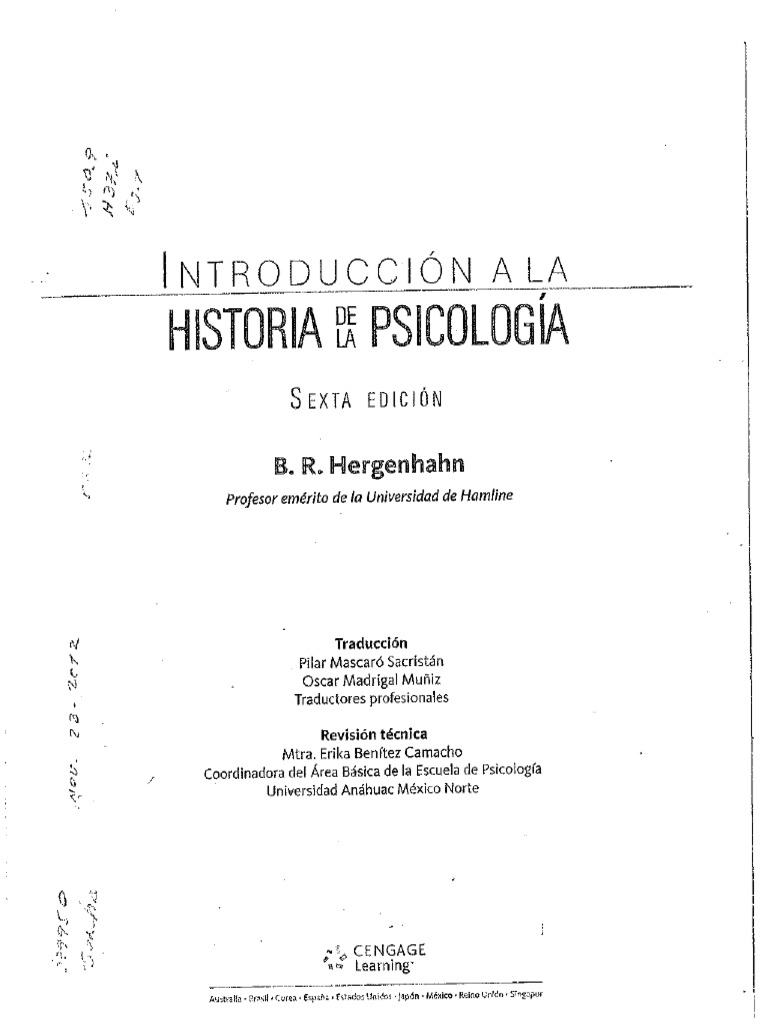 Libro INTRODUCCION A LA HISTORIA DE LA PSICOLOGIA-B.R. HERGENHAHN - Compressed PDF | PDF