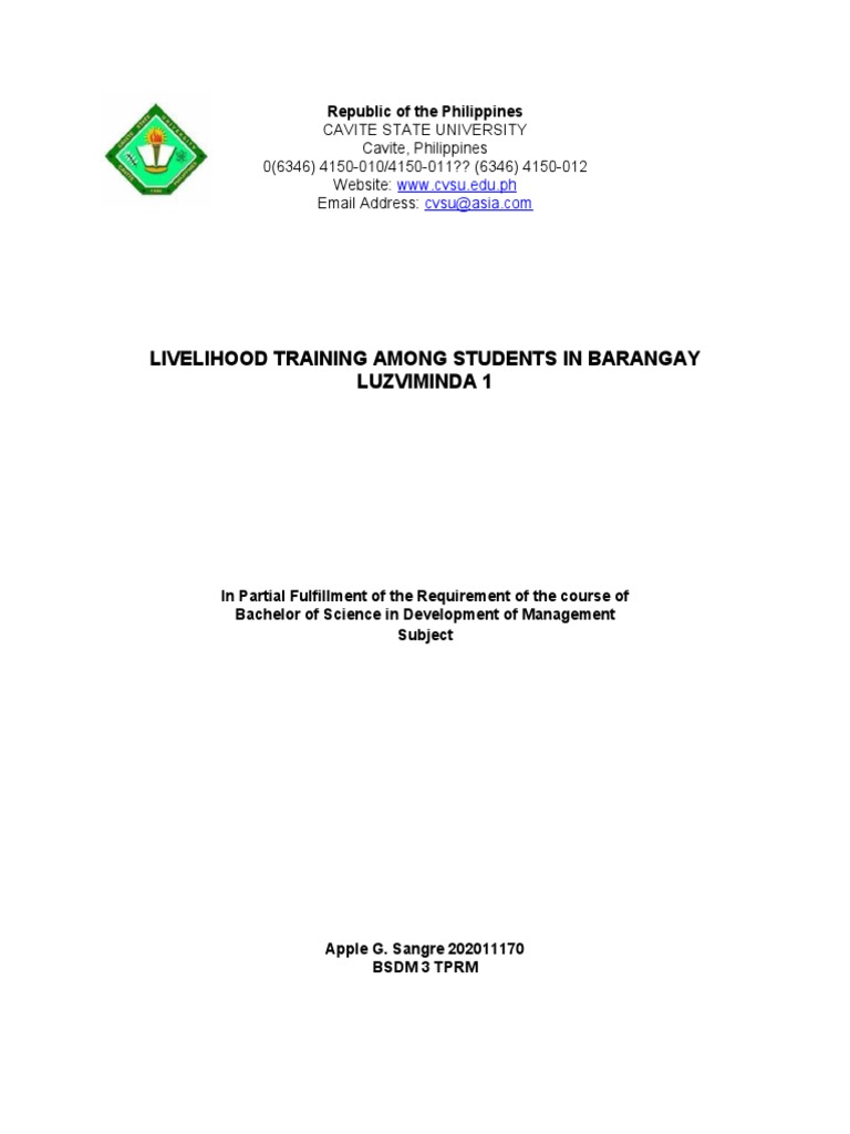 Livelihood Training Among Students | PDF | Cognitive Science | Cognition