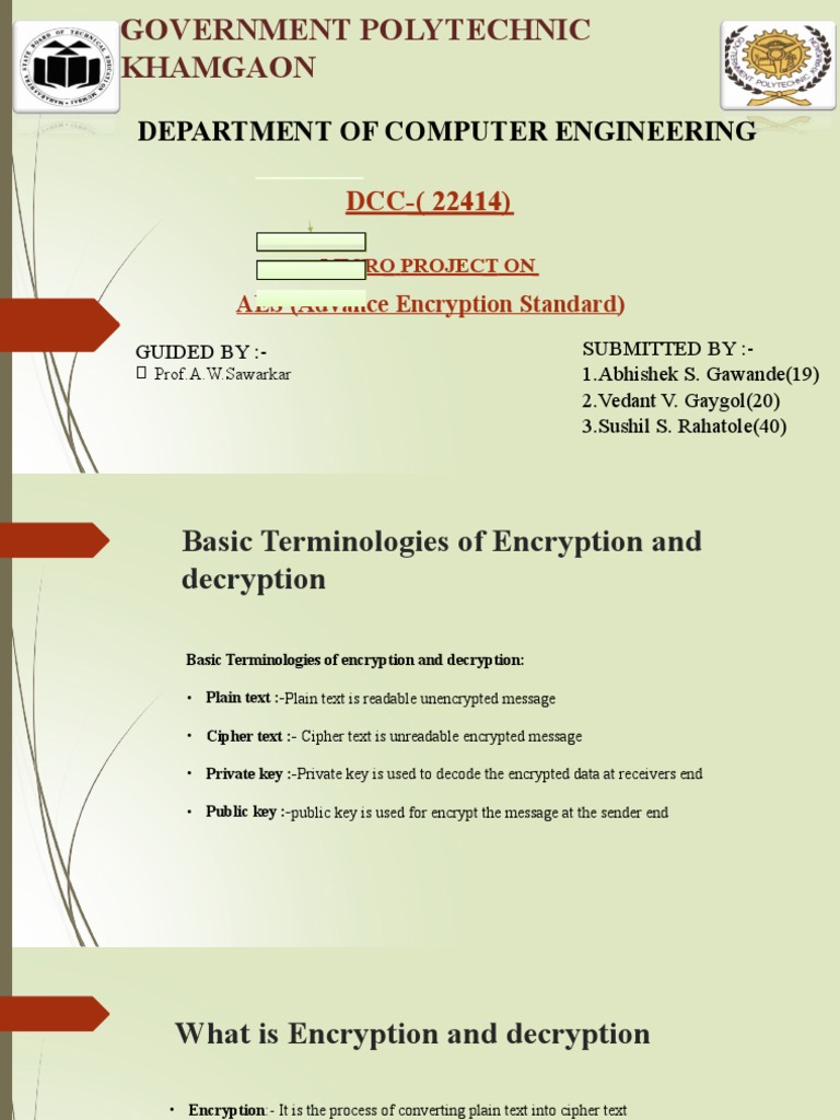 AES Algorithm Final PPT | PDF | Encryption | Key (Cryptography)