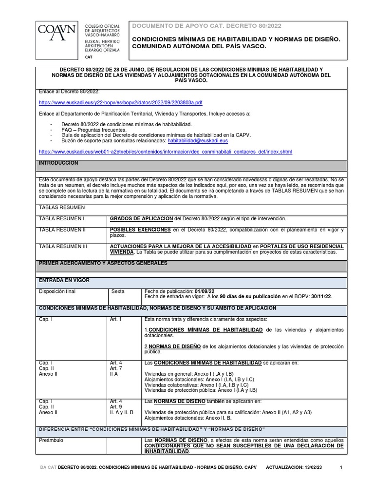 Documento de Apoyo Cat. Decreto 80 - 2022 Habitabilidad | PDF | Planificación urbana | Diseño