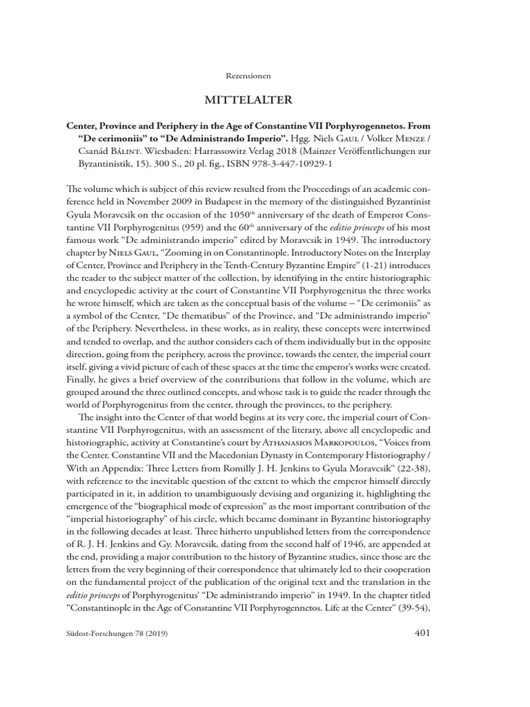 Center, Province and Periphery in the Age of Constantine VII ...