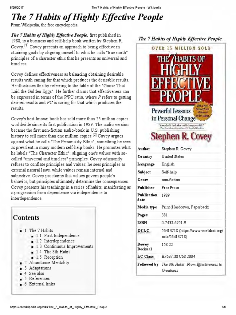 The 7 Habits of Highly Effective People | PDF | Psychological Concepts ...