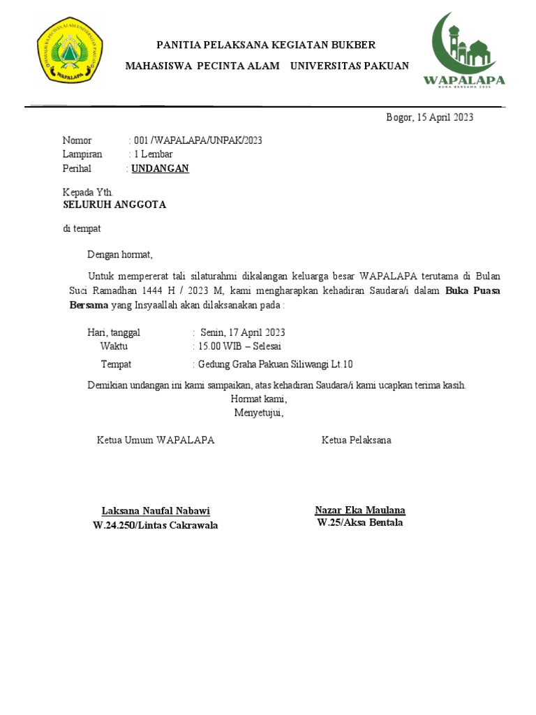 Surat Undangan Buka Bersama | PDF