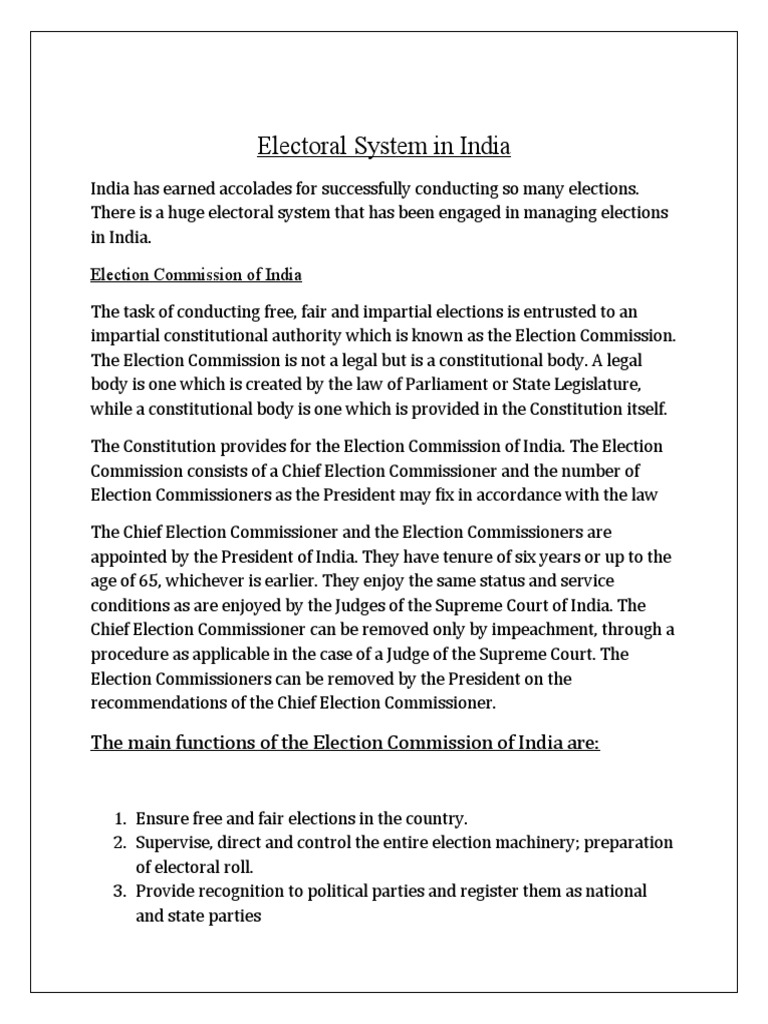 Understanding India's Electoral System | PDF | Voting | Elections