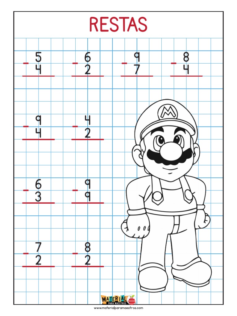 Ejercicios de Restas - Mario Bros | PDF