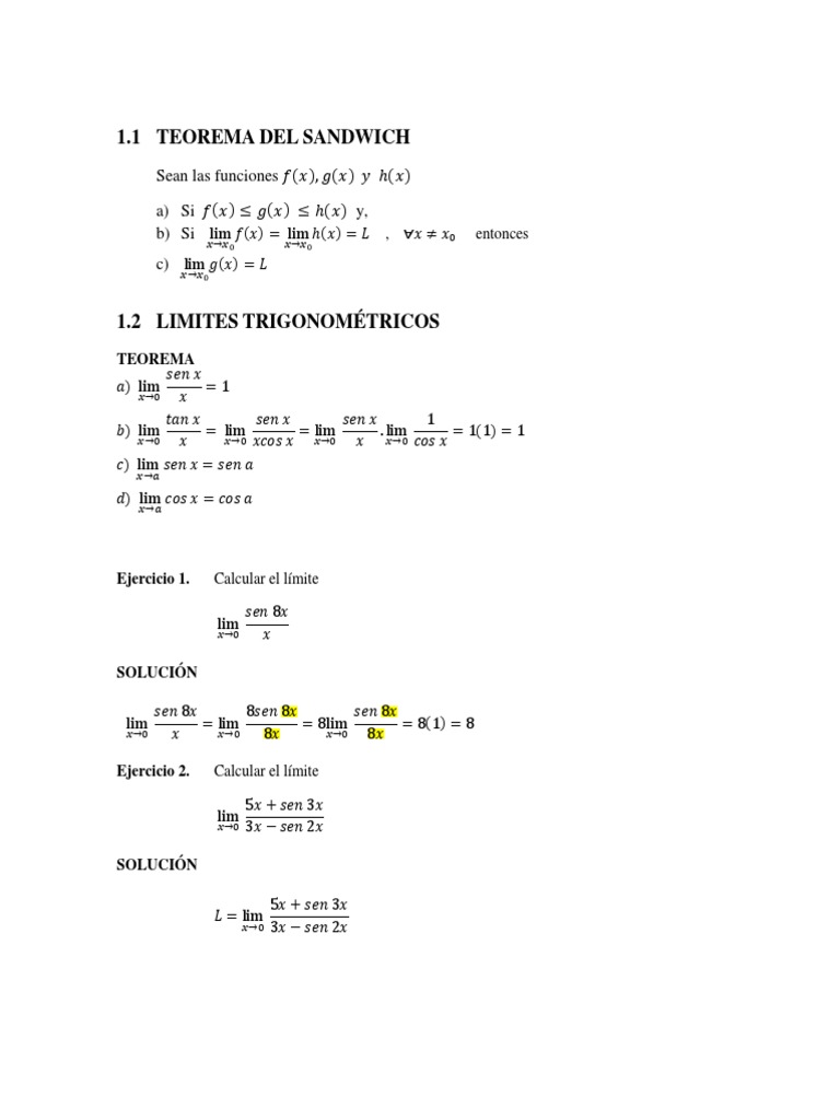 Teorema Del Sandwich - Limites Trigonometricos | PDF | Mathematics ...