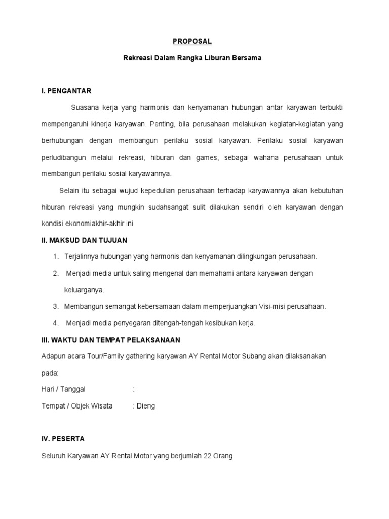 Proposal Piknik | PDF