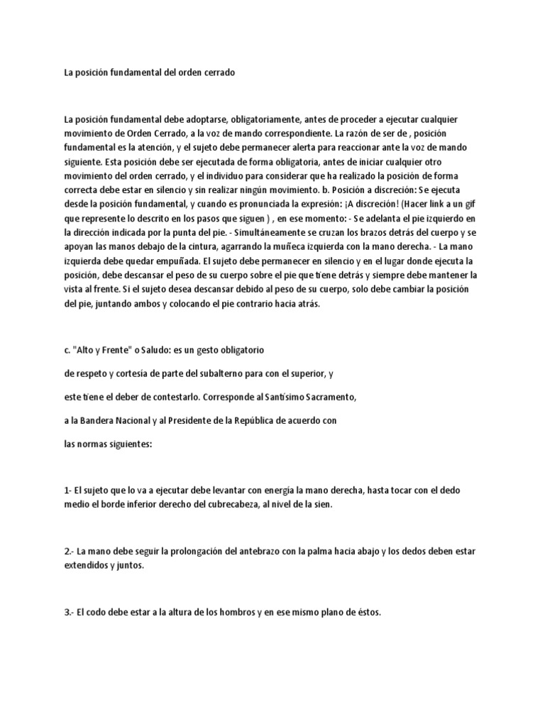 Posición Fundamental en Orden Cerrado | PDF