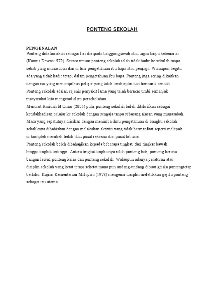 Ponteng Sekolah | PDF | Kesehatan Holistik