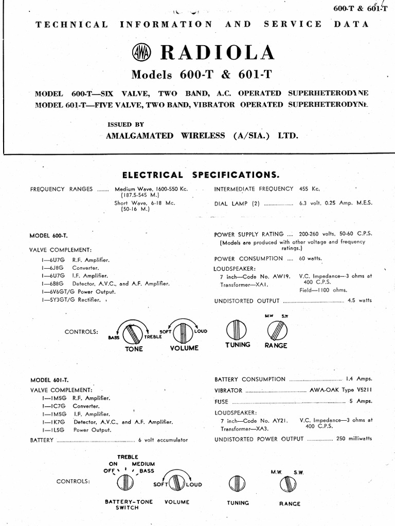 Radiola 600T 601T | PDF