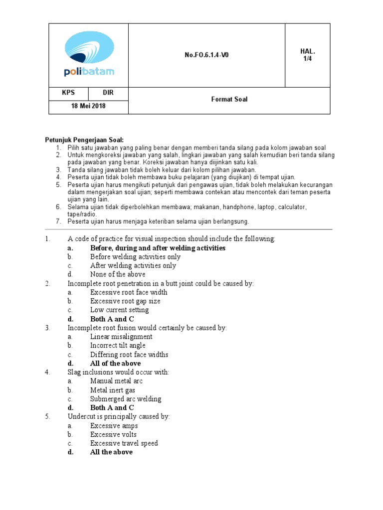 Soal SMK 6 | PDF | Welding | Construction