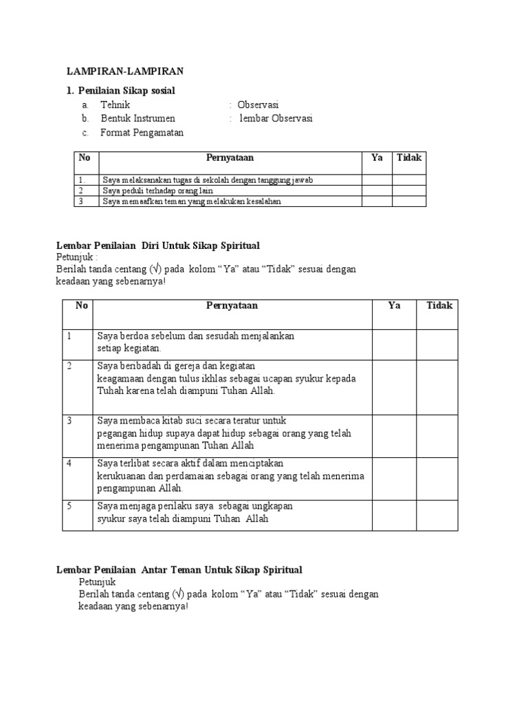 Latihan Lampiran RPP | PDF