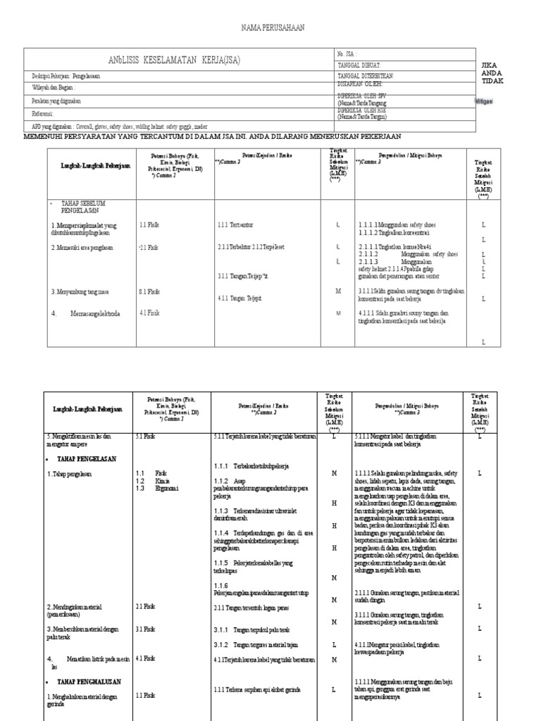 jsa-pekerjaan-pengelasan | PDF