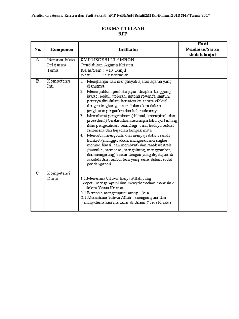 Latihan Telaah RPP | PDF