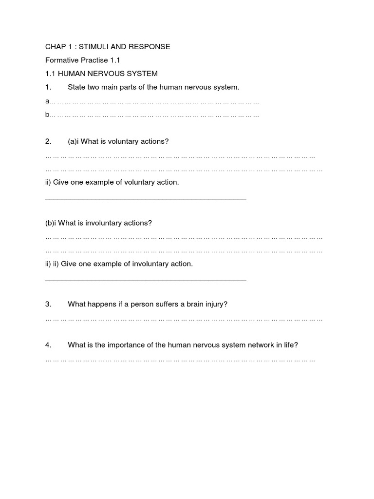 1.1 Stimuli and Response Liveworksheet | PDF