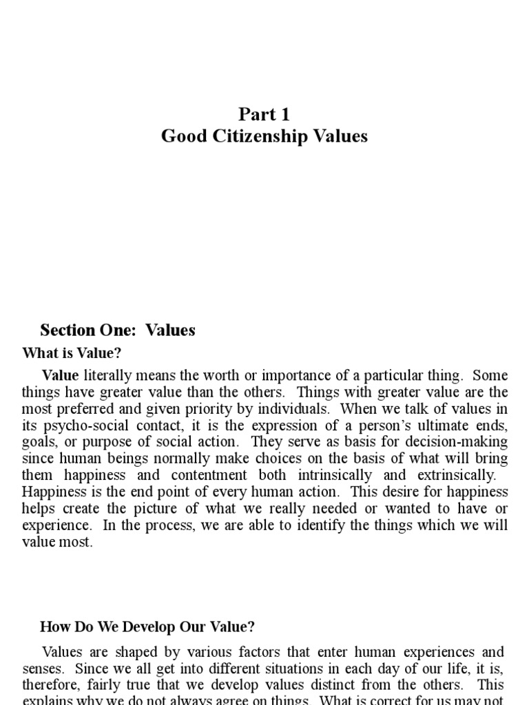 1 CWTS Good Citizenship Values | PDF | Justice | Crime & Violence