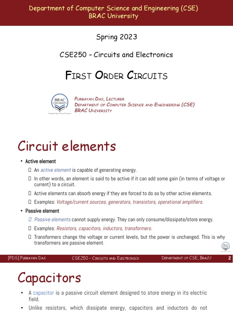 11 - First Order Circuits | PDF | Electrical Network | Inductor
