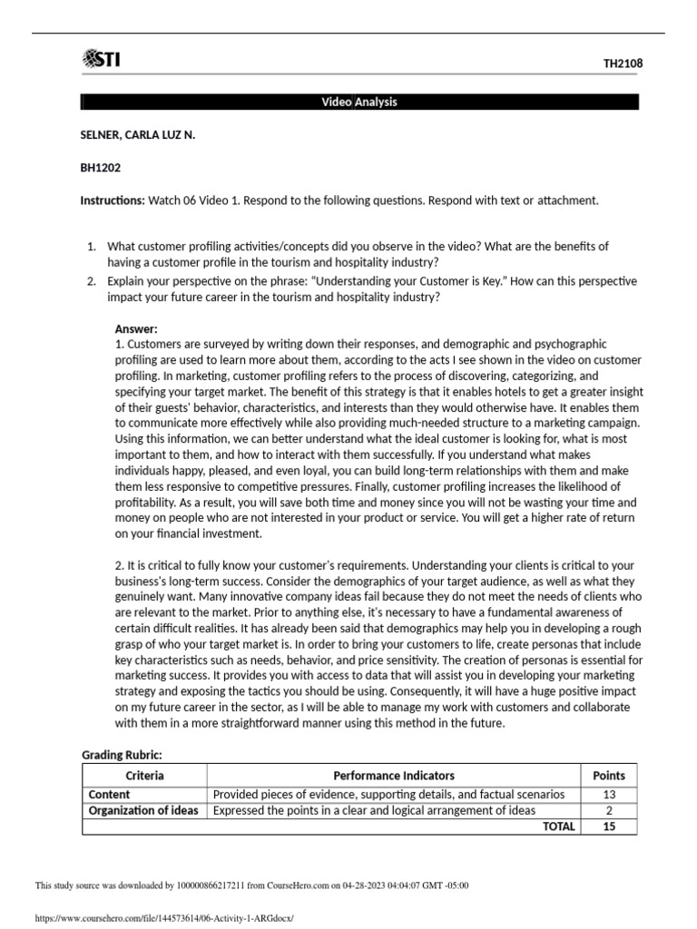 06 Activity 1 ARG | PDF | Marketing | Customer