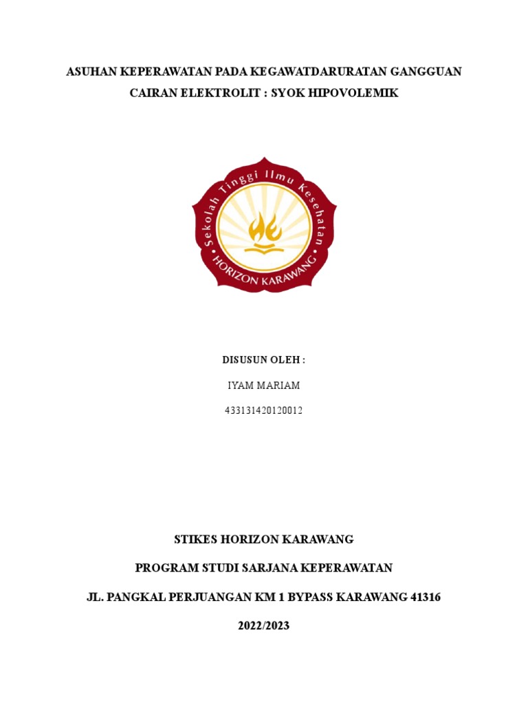 Iyam Mariam - LP Syok Hipovolemik Gadar Sem6 | PDF | Sains & Matematika